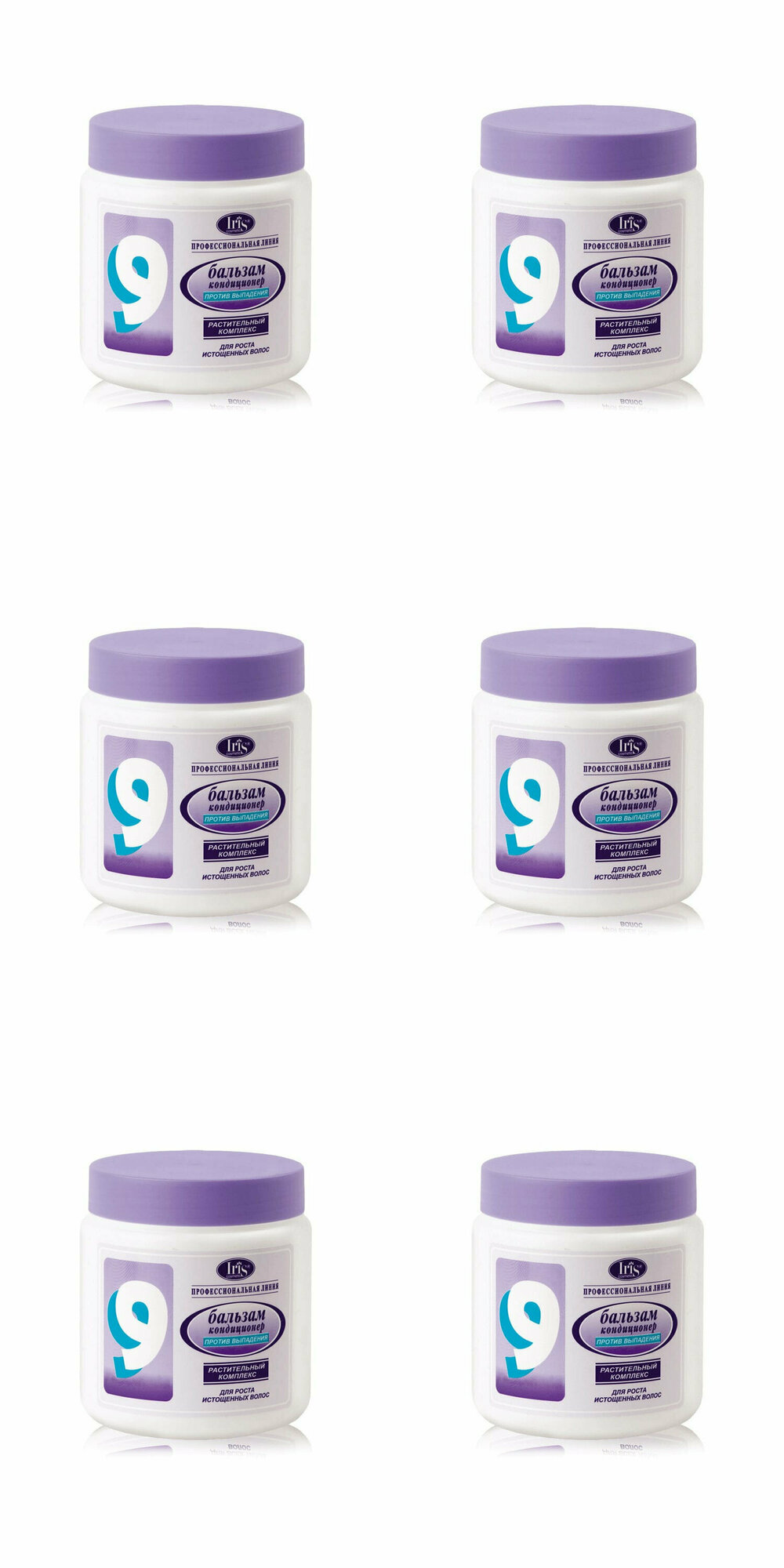 Iris бальзам №9 Против выпадения с растительным компонентом для роста истощенных волос, 500 мл, 6 шт