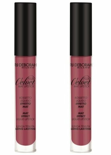 Помада для губ матовая жидкая, Deborah Milano, Fluid Velvet Mat Lipstick, тон 15 лиловый, 4.5 г, 2 шт