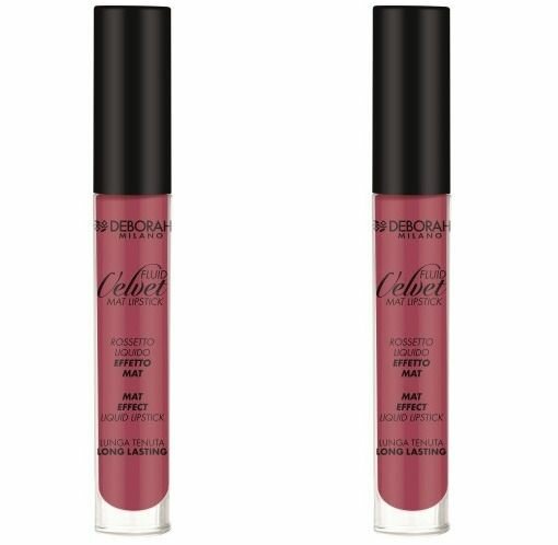 Помада для губ матовая жидкая, Deborah Milano, Fluid Velvet Mat Lipstick, тон 08 классический лиловый, 4.5 г, 2 шт