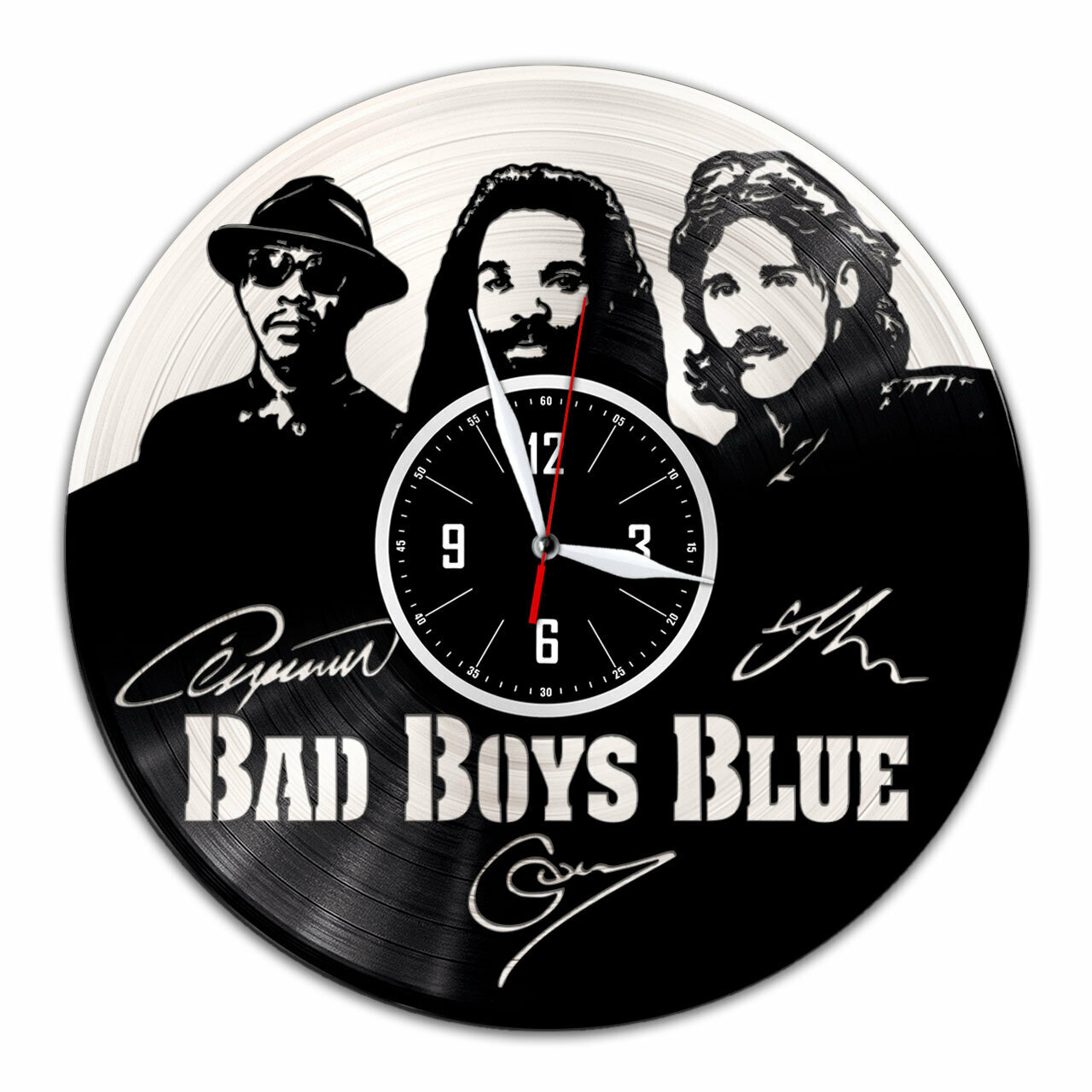 Bad Boys Blue - настенные часы из виниловой пластинки (с серебряной подложкой)