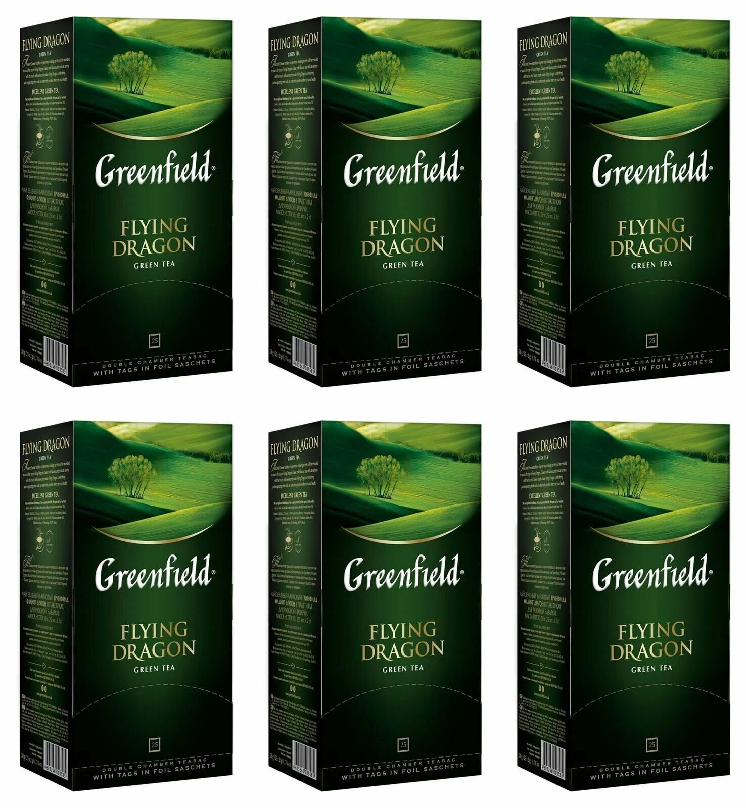 Greenfield Чай Flying Dragon зеленый в пакетиках 6 уп/