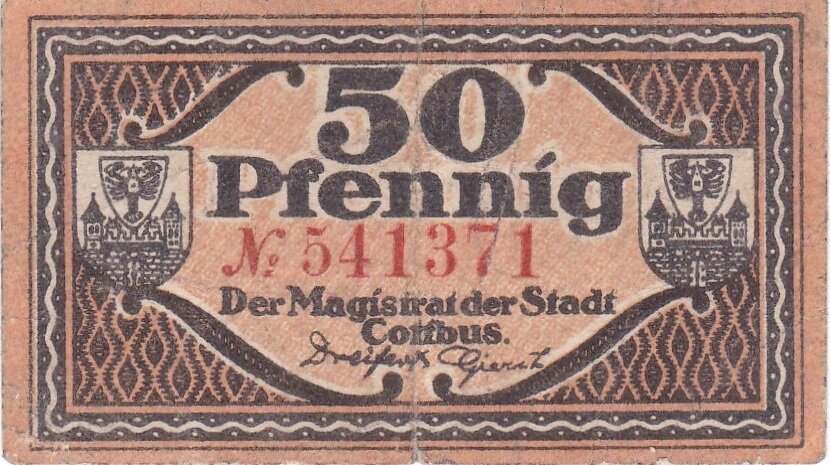 Германия (Веймарская Республика) Котбус 50 пфеннигов 1921 г. (3)