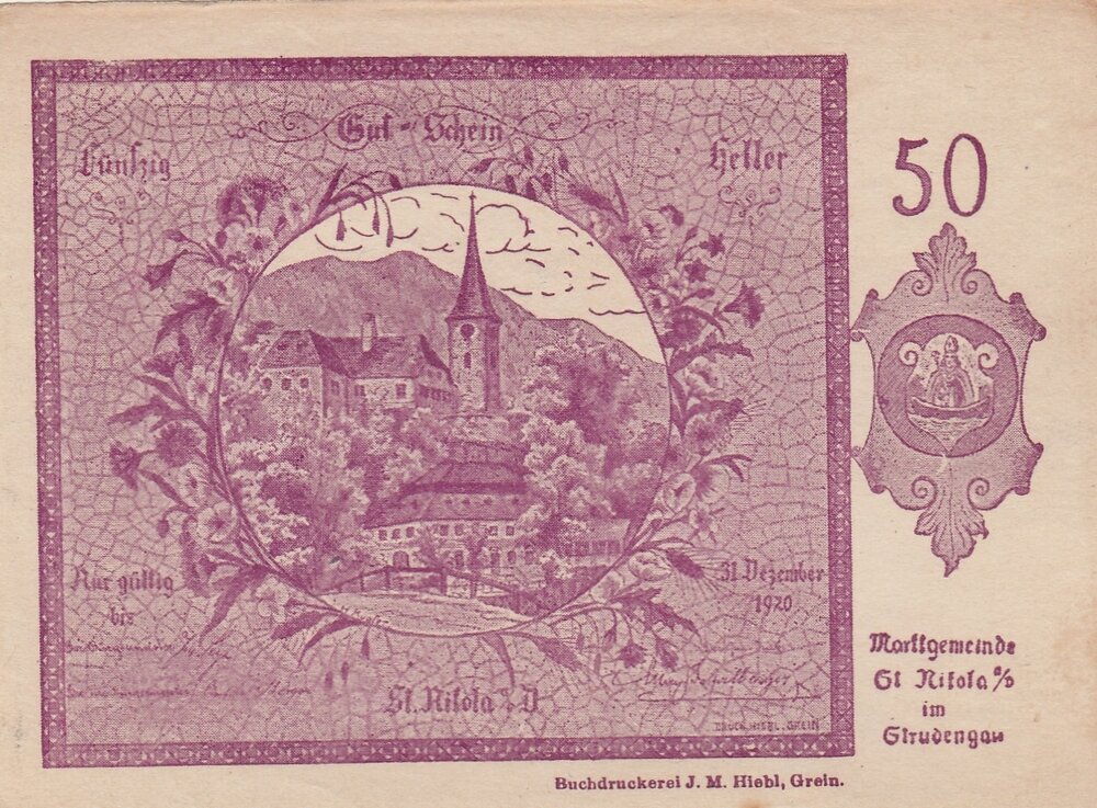 Австрия, Санкт-Никола-ан-дер-Донау 50 геллеров 1914-1920 гг. (№1) (2)