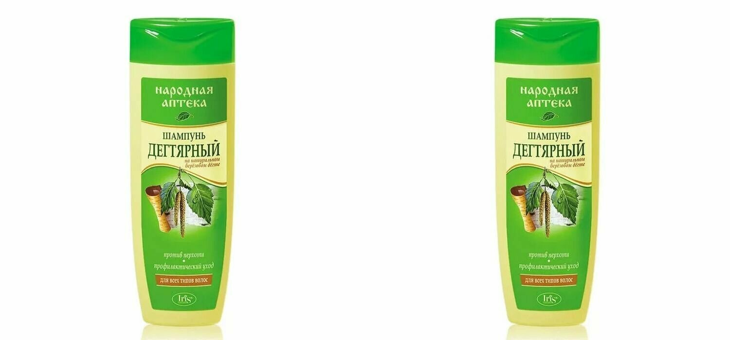 Iris cosmetic Шампунь для всех типов волос Народная аптека Дегтярный 400мл, 2 шт