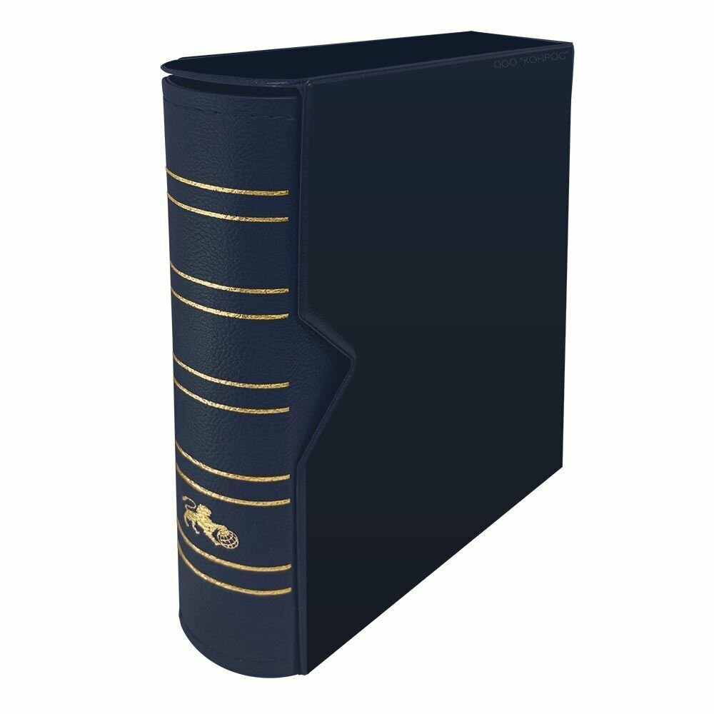 Альбом OPTIMA для монет, банкнот и значков, в футляре - синий. Альбоммонет
