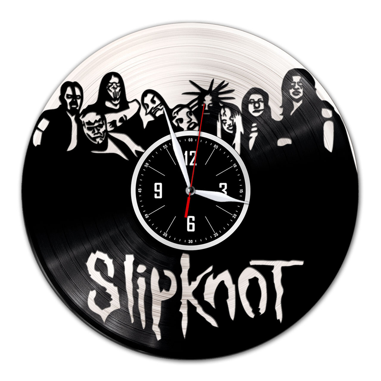 Slipknot - настенные часы из виниловой пластинки (с серебряной подложкой)