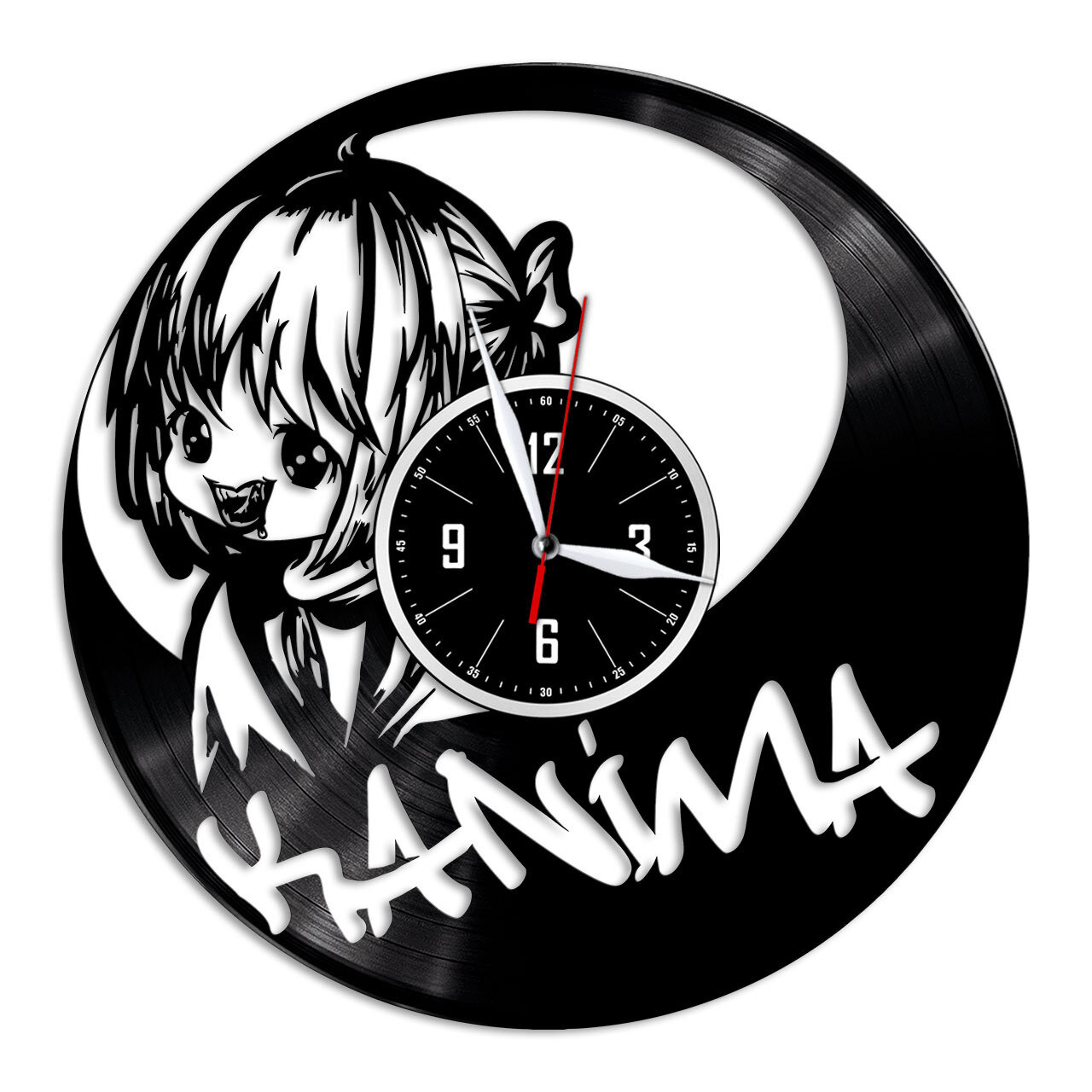 Kanima - настенные часы из виниловой пластинки, диаметр 30 см
