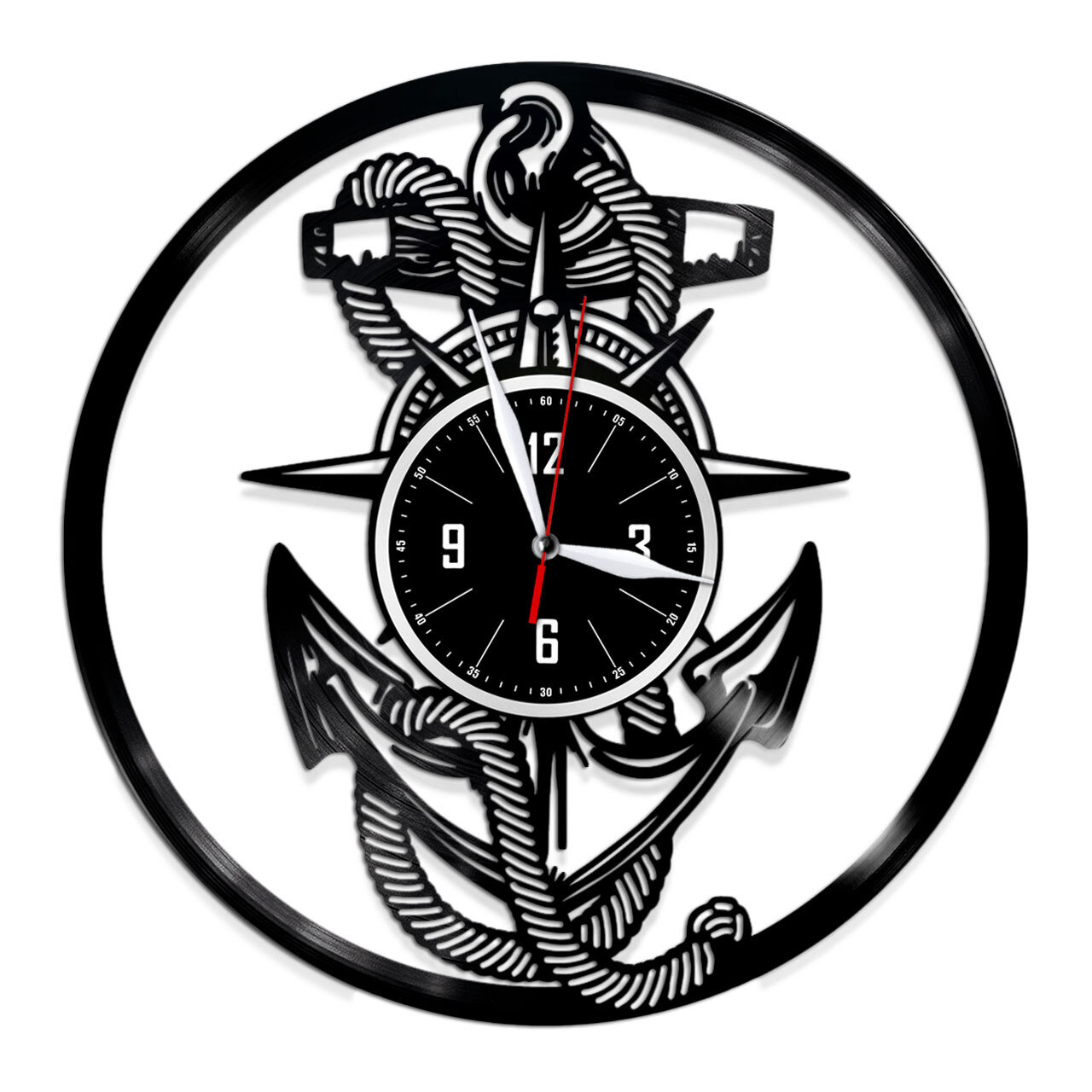 Якорь - настенные часы из виниловой пластинки