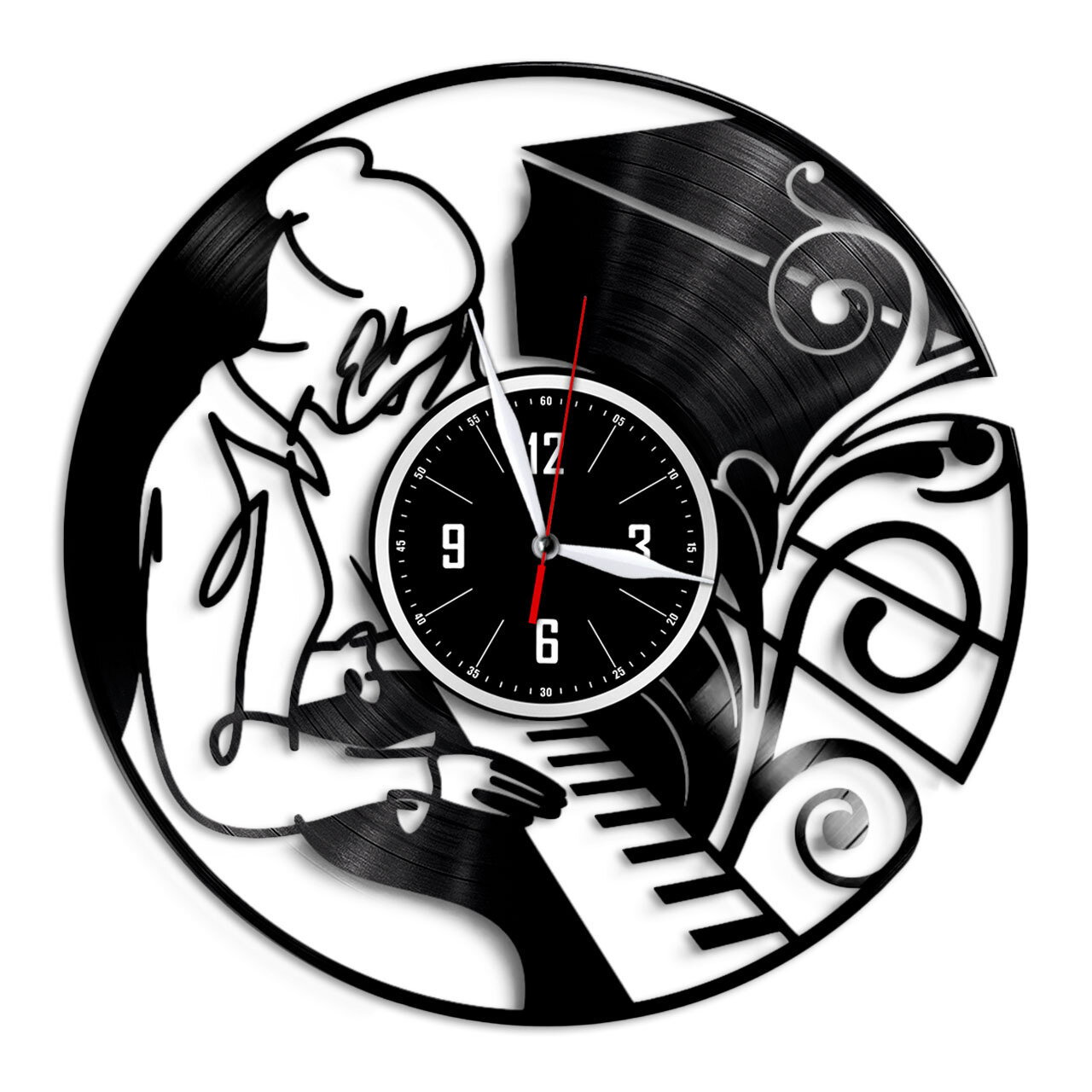 Учитель музыки - настенные часы из виниловой пластинки