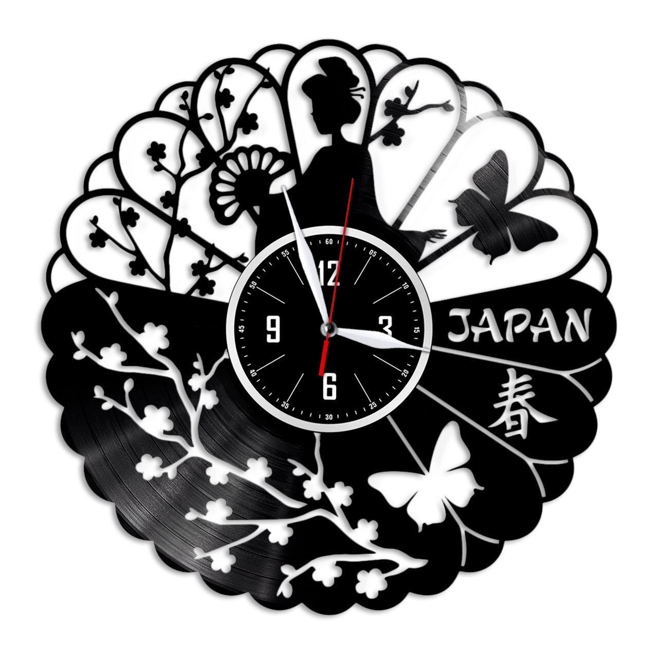 Япония - настенные часы из виниловой пластинки