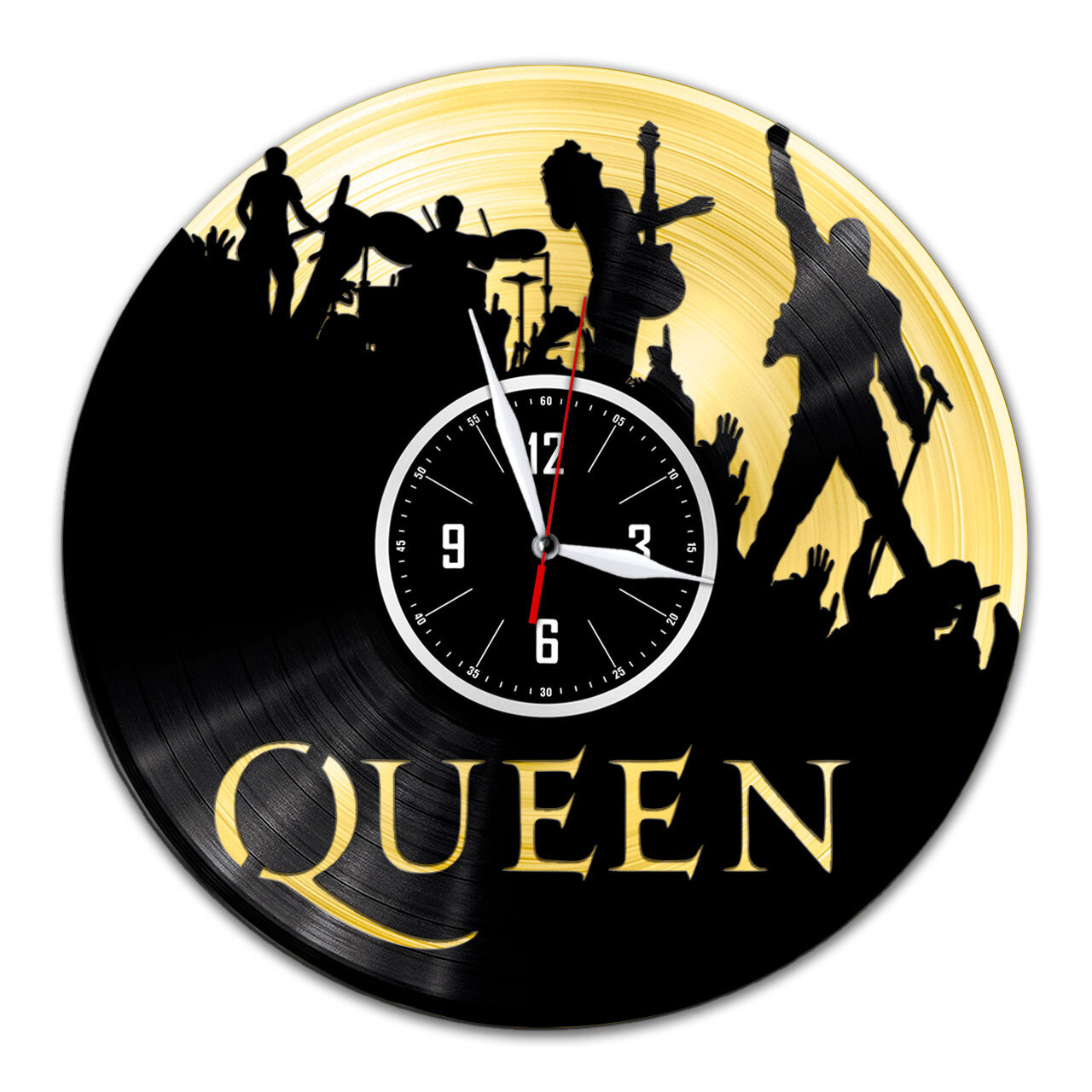 Queen - настенные часы из виниловой пластинки (с золотой подложкой)