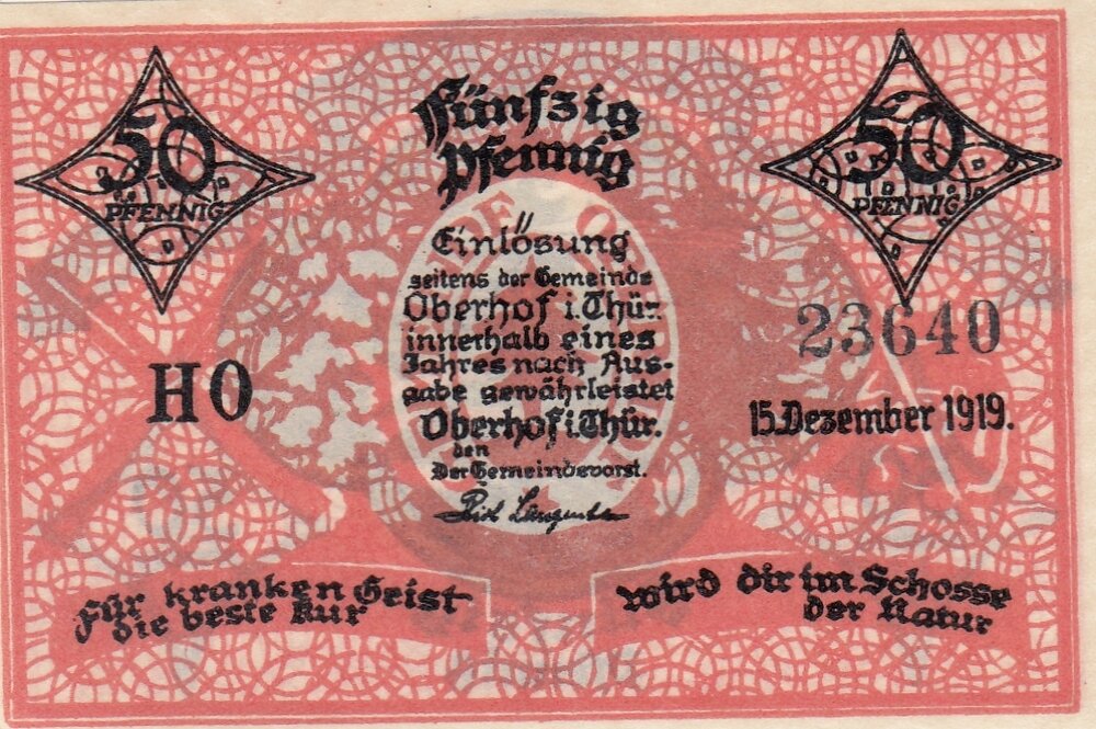 Германия (Веймарская Республика) Оберхоф 50 пфеннигов 1919 г. (HO) (2)