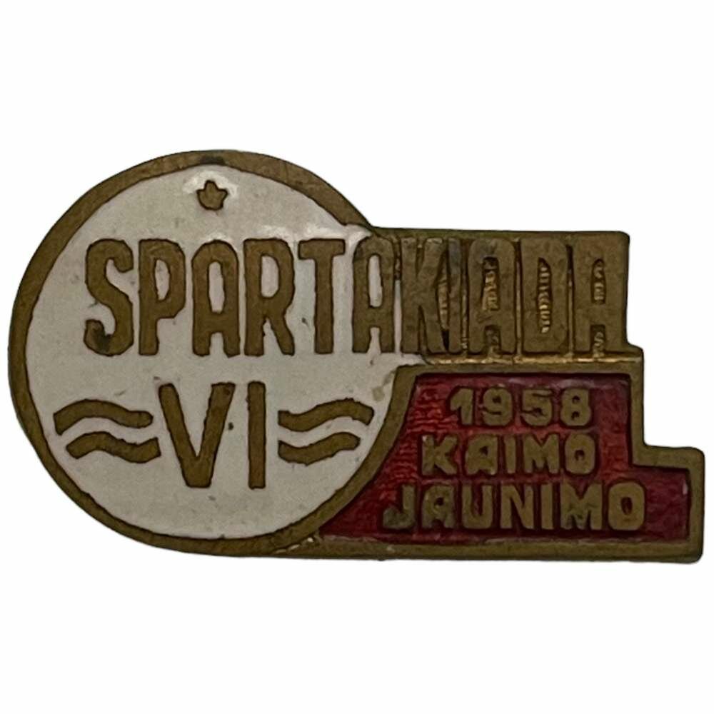 Знак "VI Спартакиада сельской молодежи Литовская ССР" СССР 1958 г.