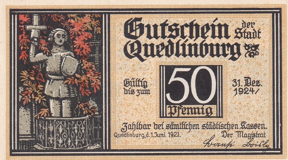 Германия (Веймарская Республика) Кведлинбург 50 пфеннигов 1921 г. (№2)