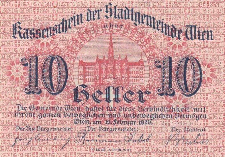 Австрия, Вена 10 геллеров 1920 г. (2)