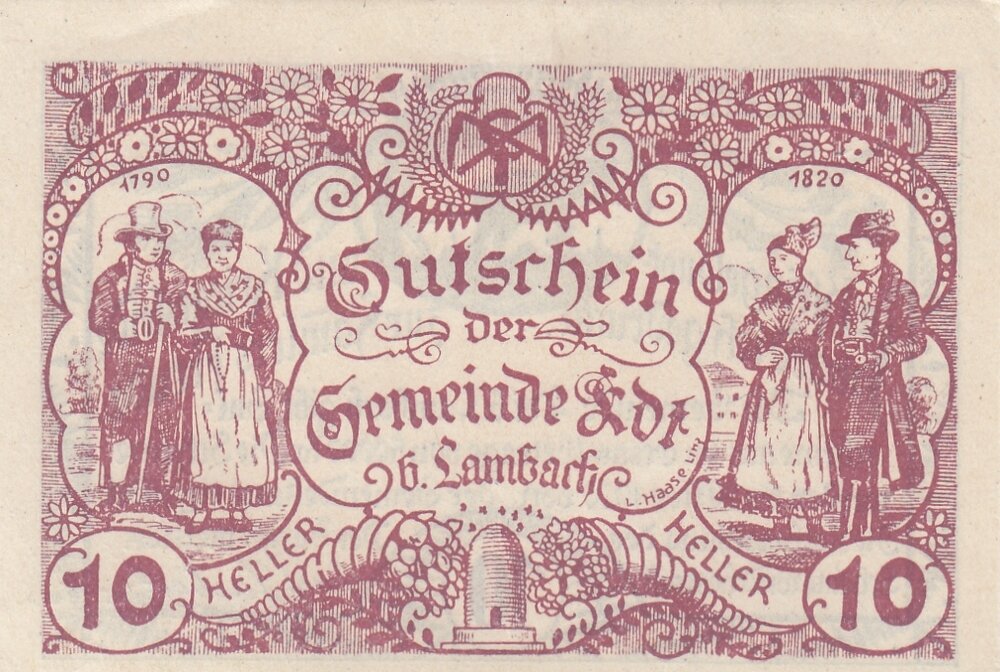 Австрия, Эдт-бай-Ламбах 10 геллеров 1914-1920 гг.