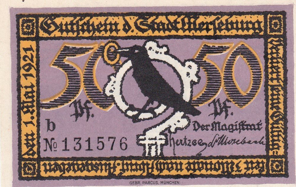 Германия (Веймарская Республика) Мерзебург 50 пфеннигов 1921 г. (B)