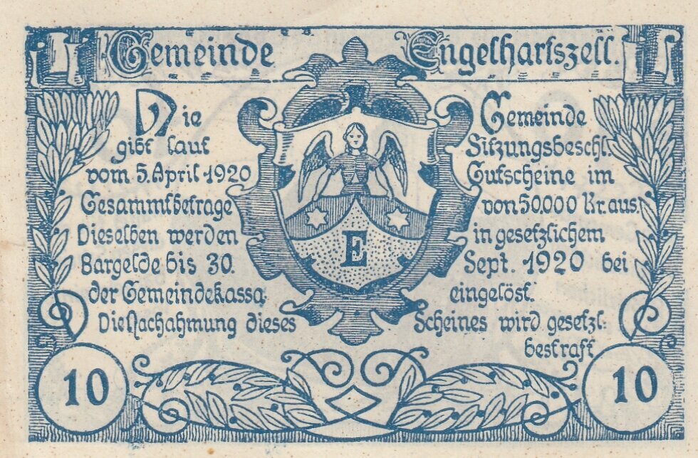 Австрия, Энгельхартсцелль 10 геллеров 1914-1920 гг. (E)