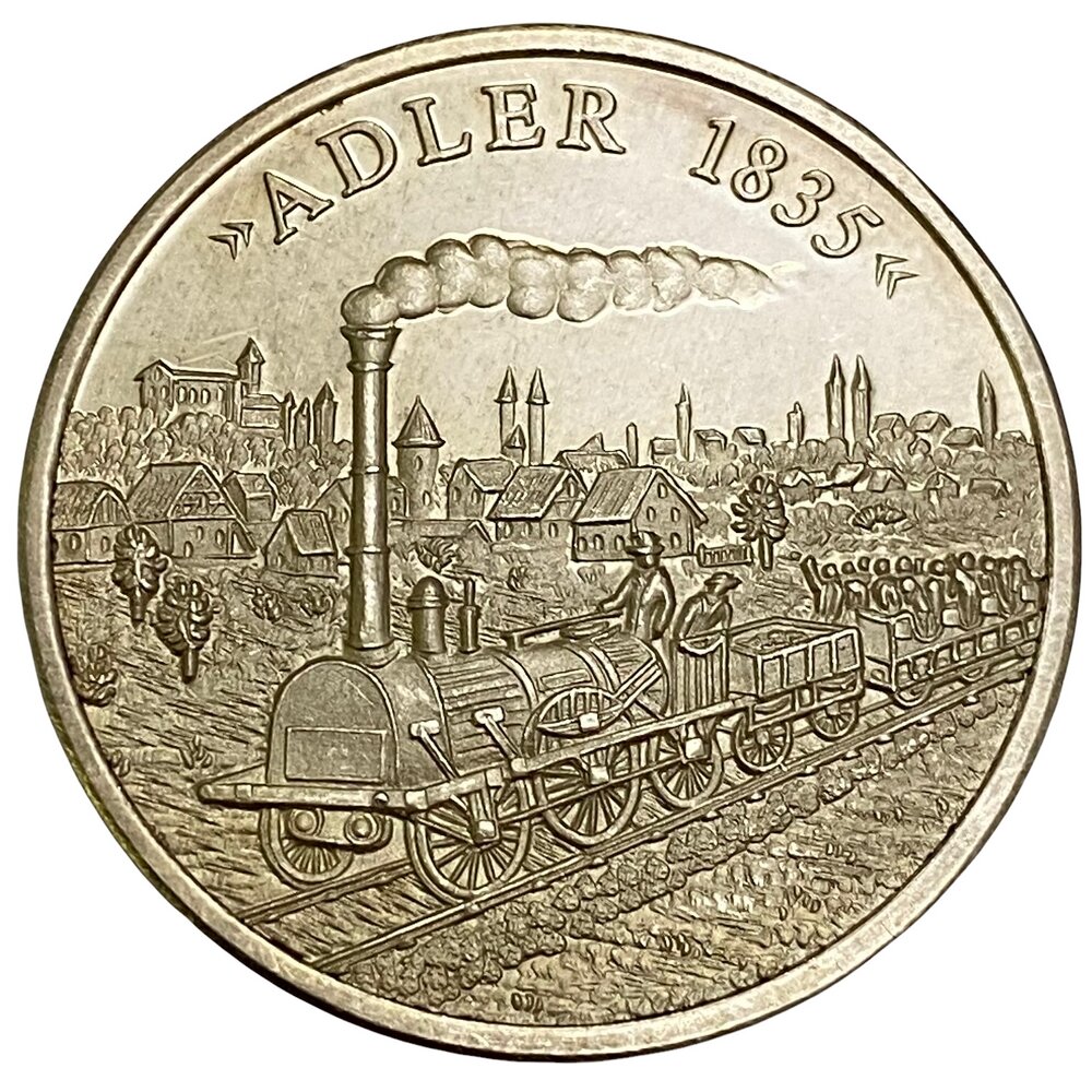 Германия, настольная медаль "История железной дороги. Адлер 1835" 1991-2000 г.