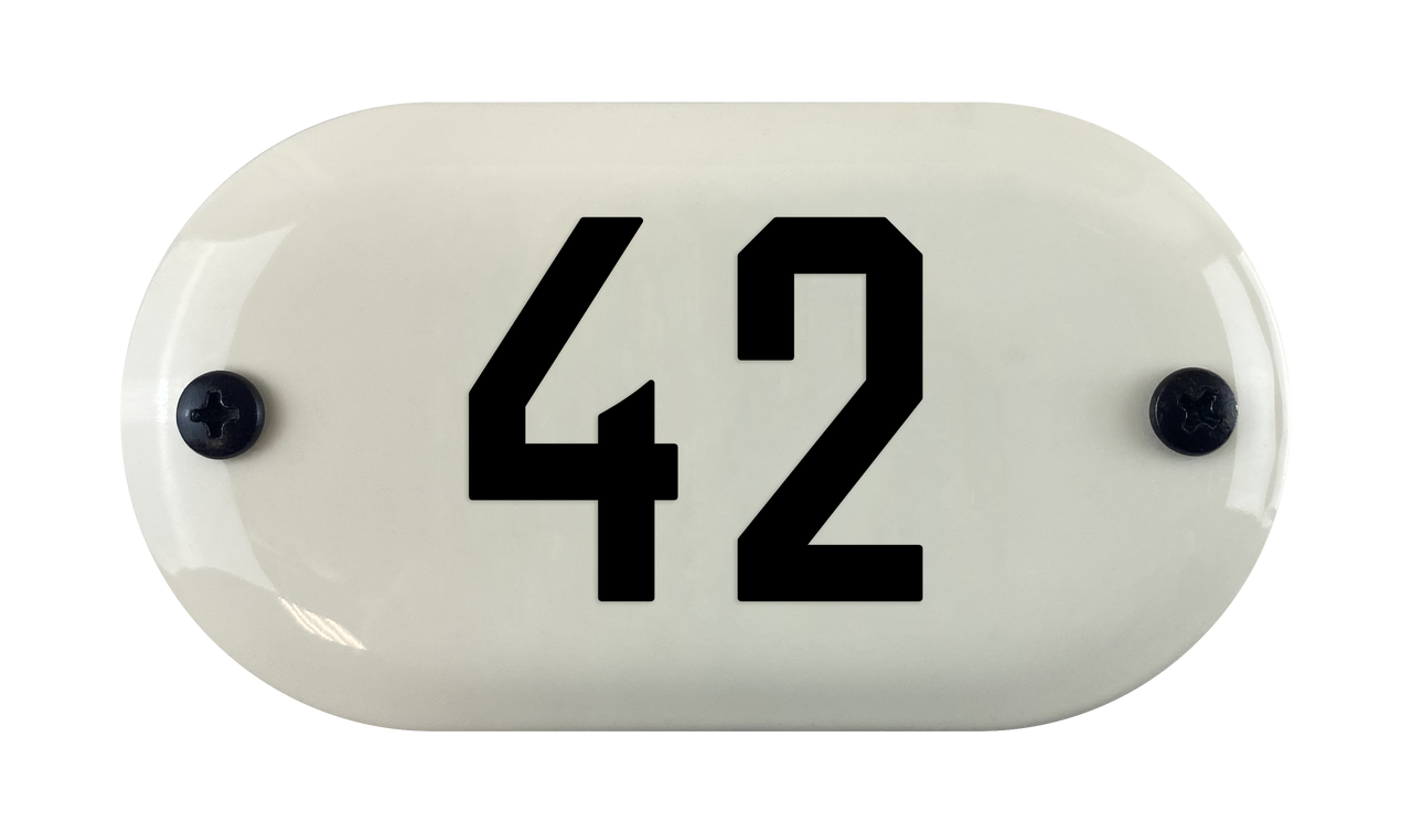 Номер на дверь "42" Ретро, из стали, 6х11 см, самоклеющийся, эмалированный. Все цифры в наличии.