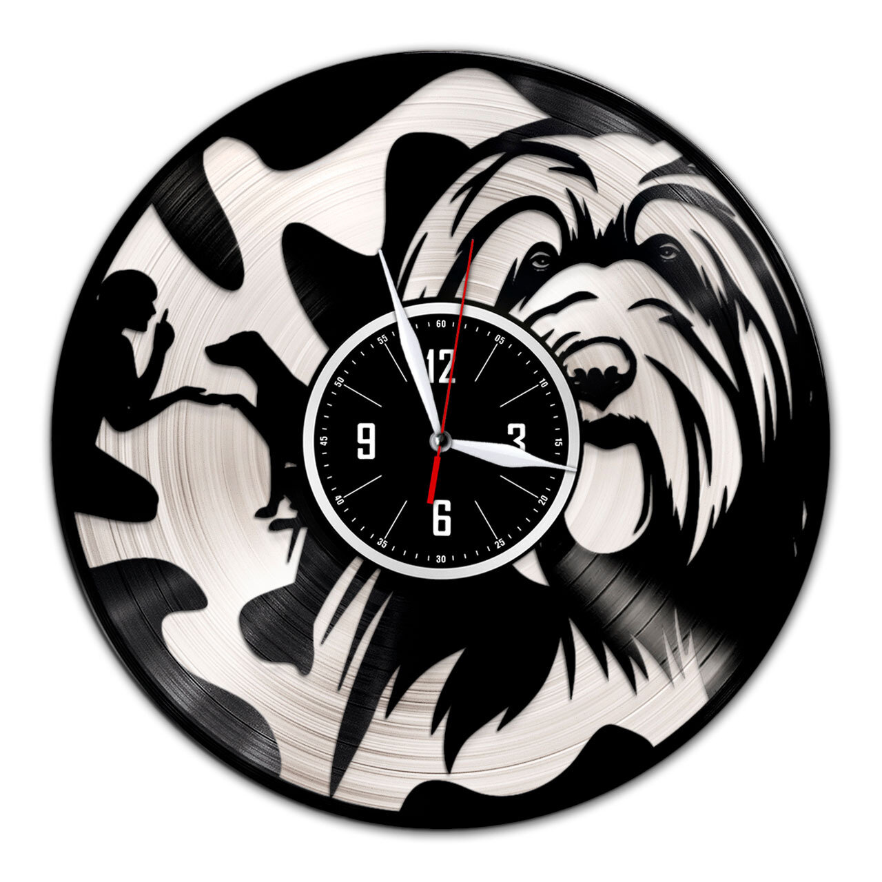 Бобтейл - настенные часы из виниловой пластинки (с серебряной подложкой)