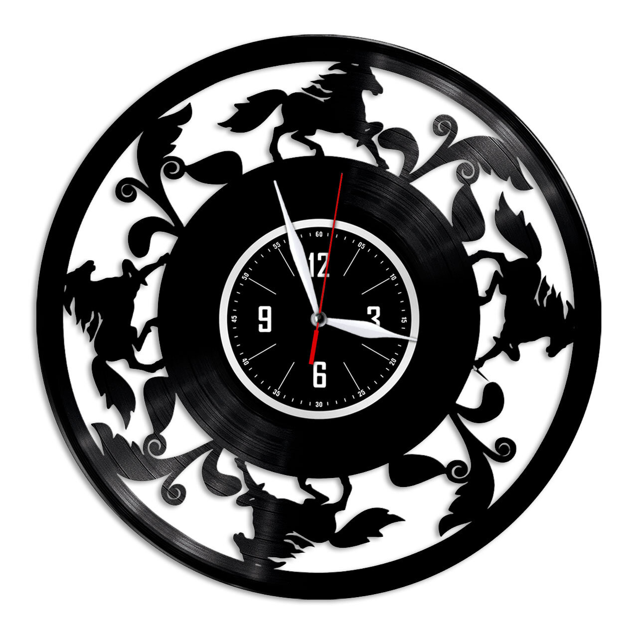 Кони - настенные часы из виниловой пластинки