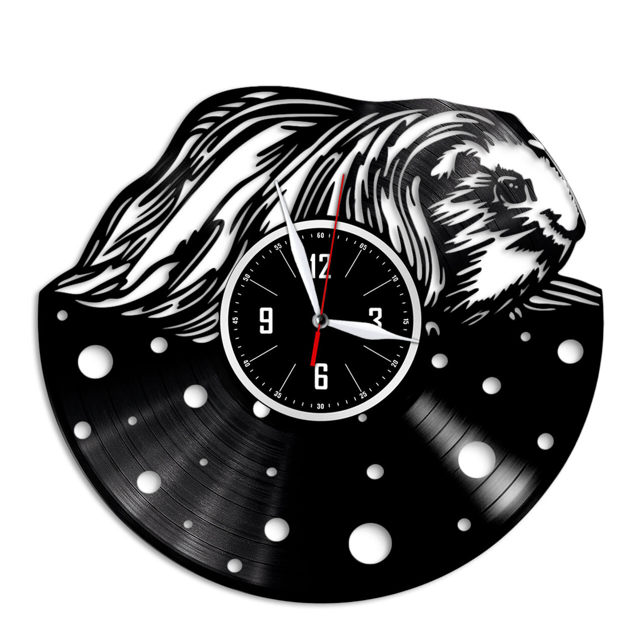 Морская свинка #2 - настенные часы из виниловой пластинки