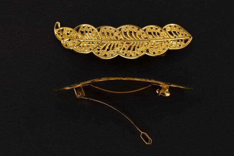 Основа заколки для волос филигрань 95х25мм, цвет золото, сплав металлов, 19-003, 1шт