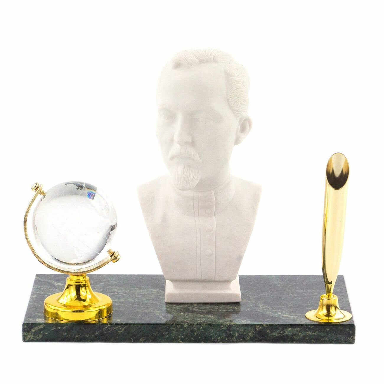 Подставка под ручку "Бюст Дзержинского" мрамолит змеевик 120201