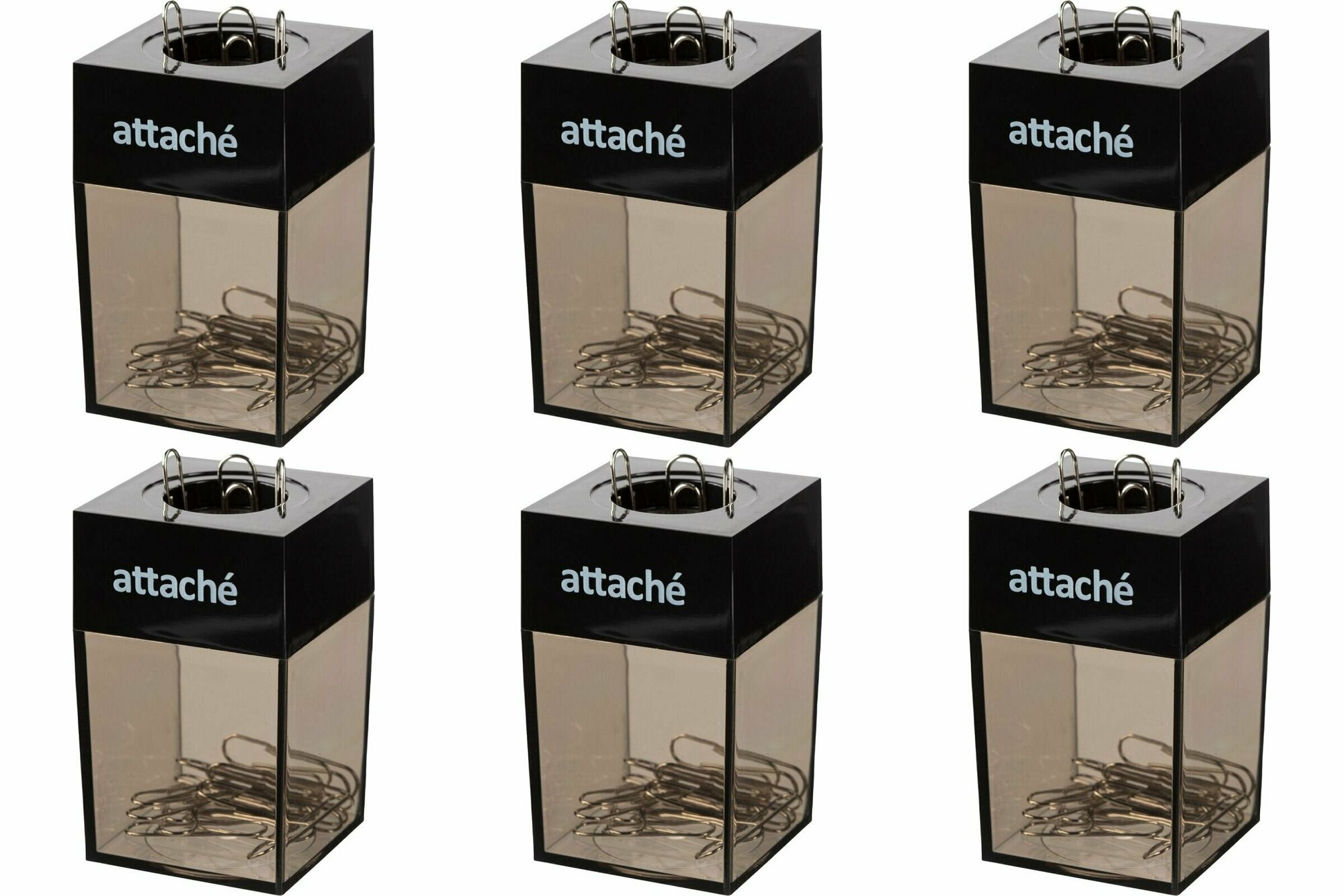 Attache Скрепочница магнитная, цвет черный, 6 шт