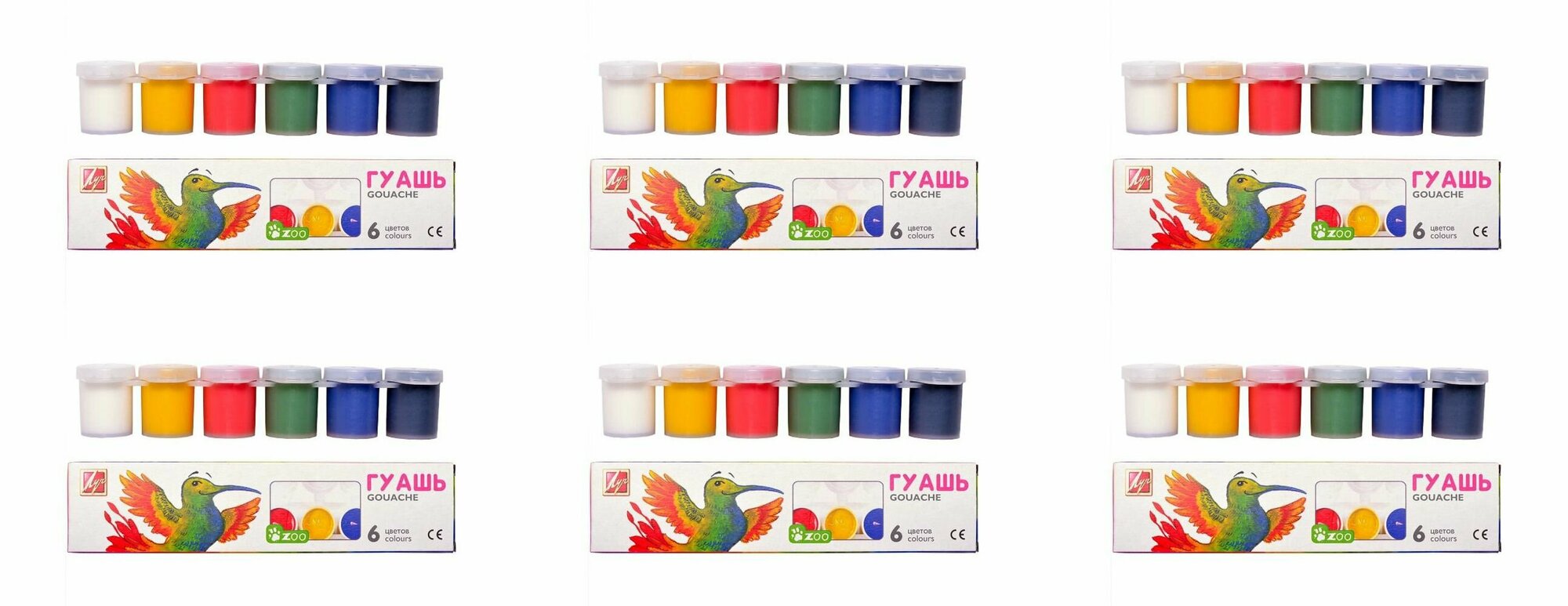 Луч Гуашь Zoo, 6 цветов, 15 мл, 6 уп