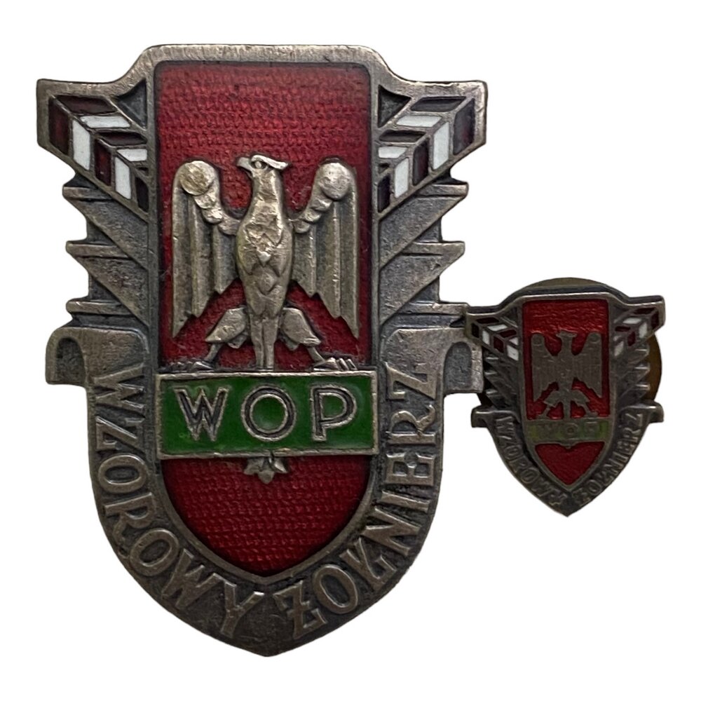 Знак "Образцовый солдат пограничной охраны" с фрачником Польша 1961-1980 гг.