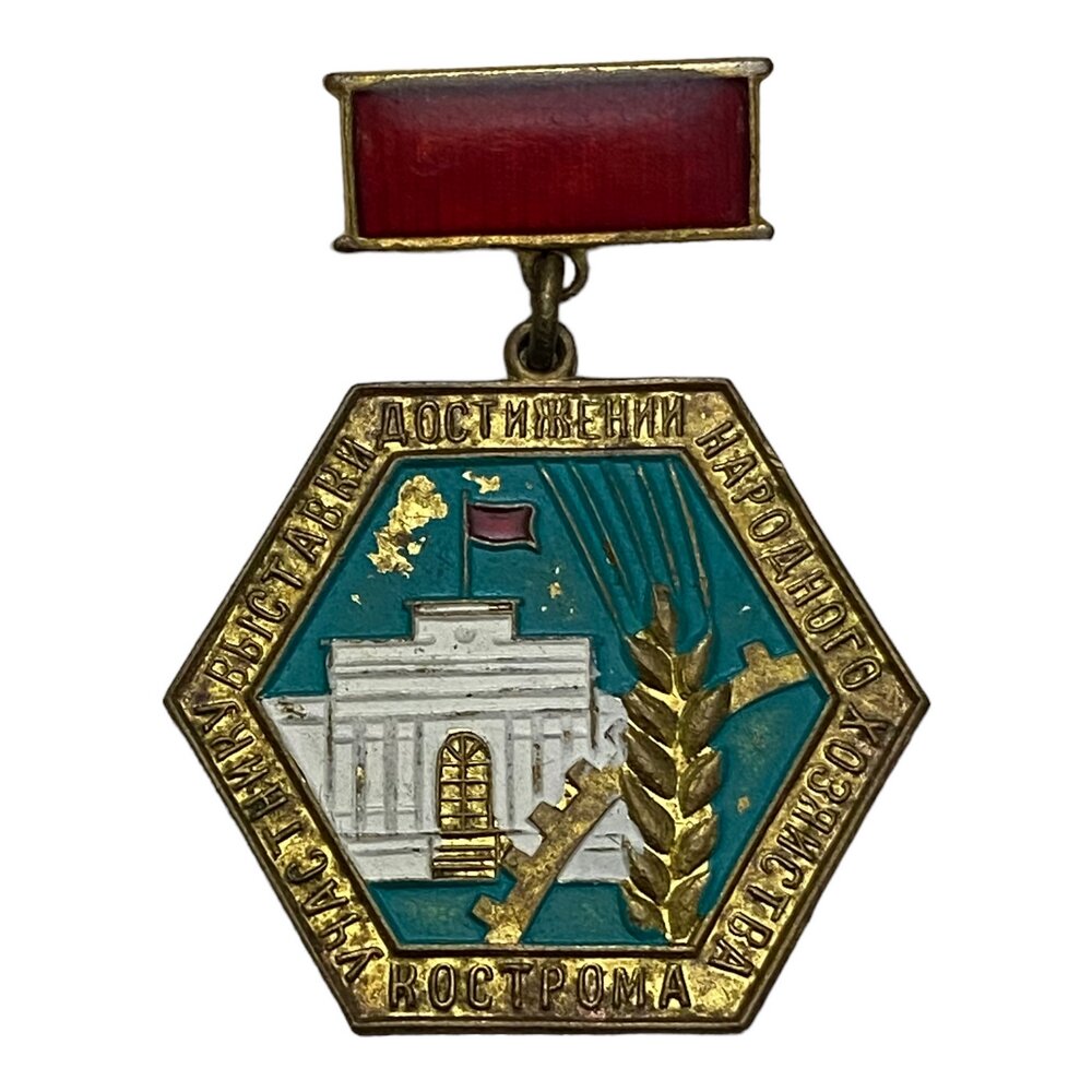 Знак "Участнику выставки достижений народного хозяйства. Кострома" СССР 1971 г.