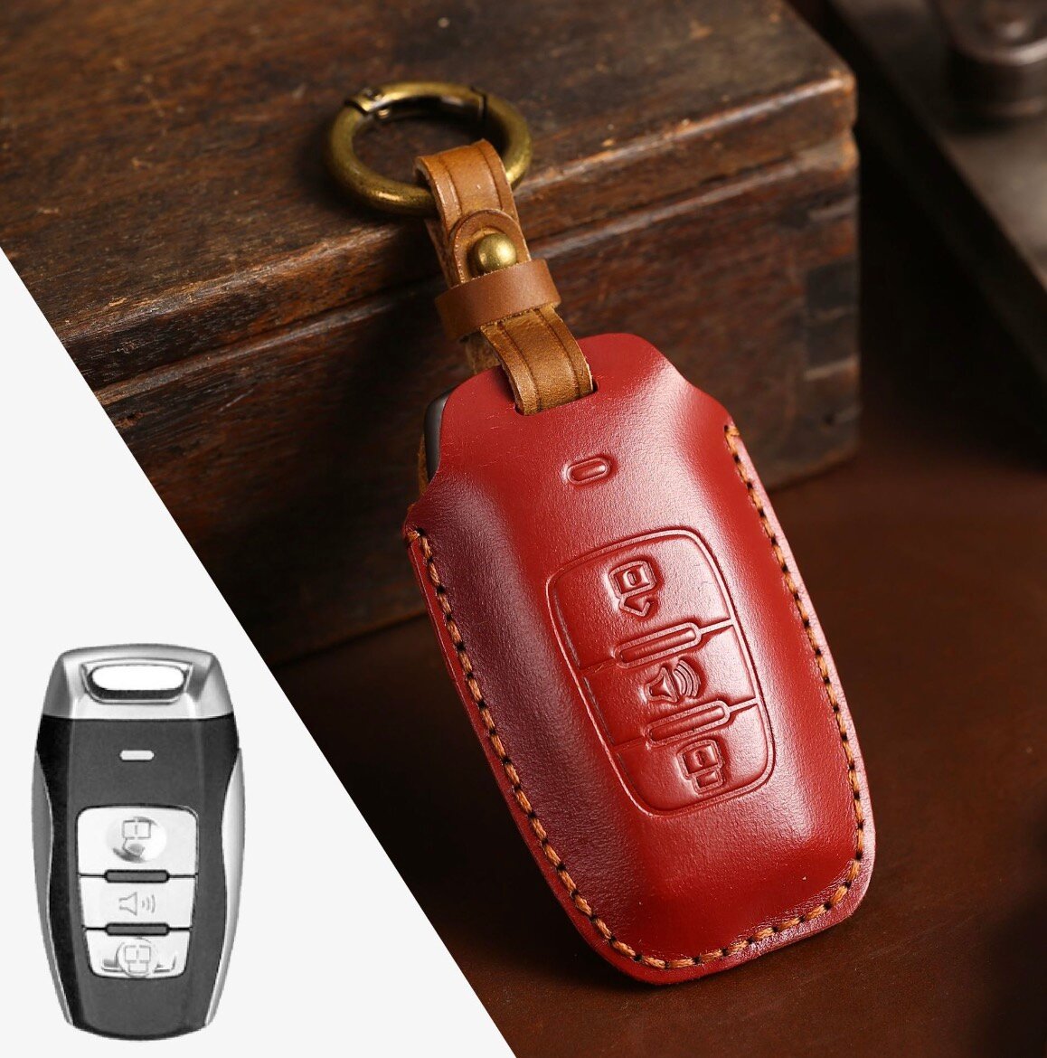 Чехол MyPads M-269525 для автомобильного ключа Haval Jolion H6 3rd M6 F7x H7 Хавал из натуральной кожи