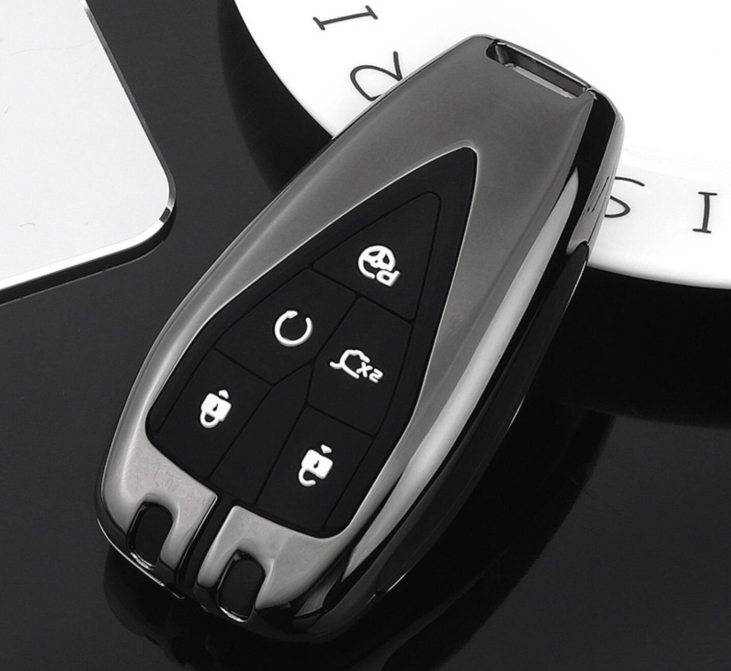 Металлический чехол-футляр для автомобильного смарт ключа марки Changan UNI-K, CS35PLUS, CS55, CS75F на 5 кнопок