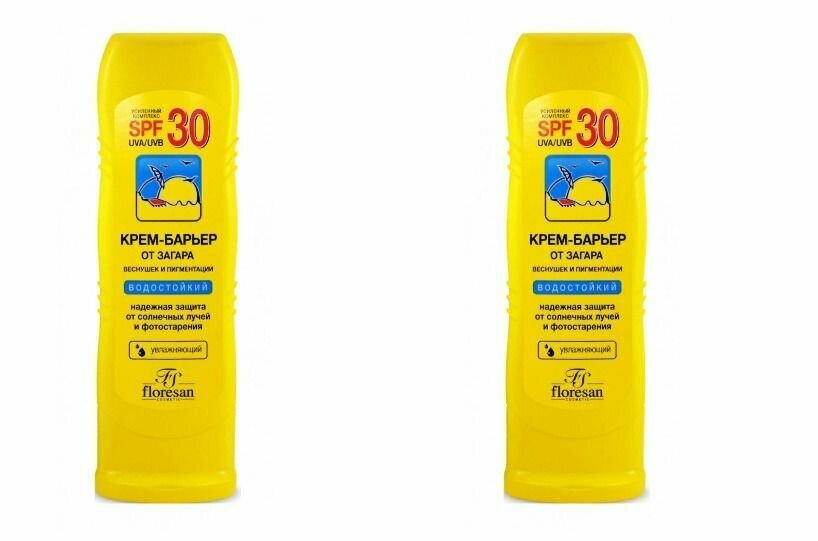Floresan Крем-барьер от загара, веснушек и пигментации, Защита от солнца, SPF 30, 125 мл, 2 шт