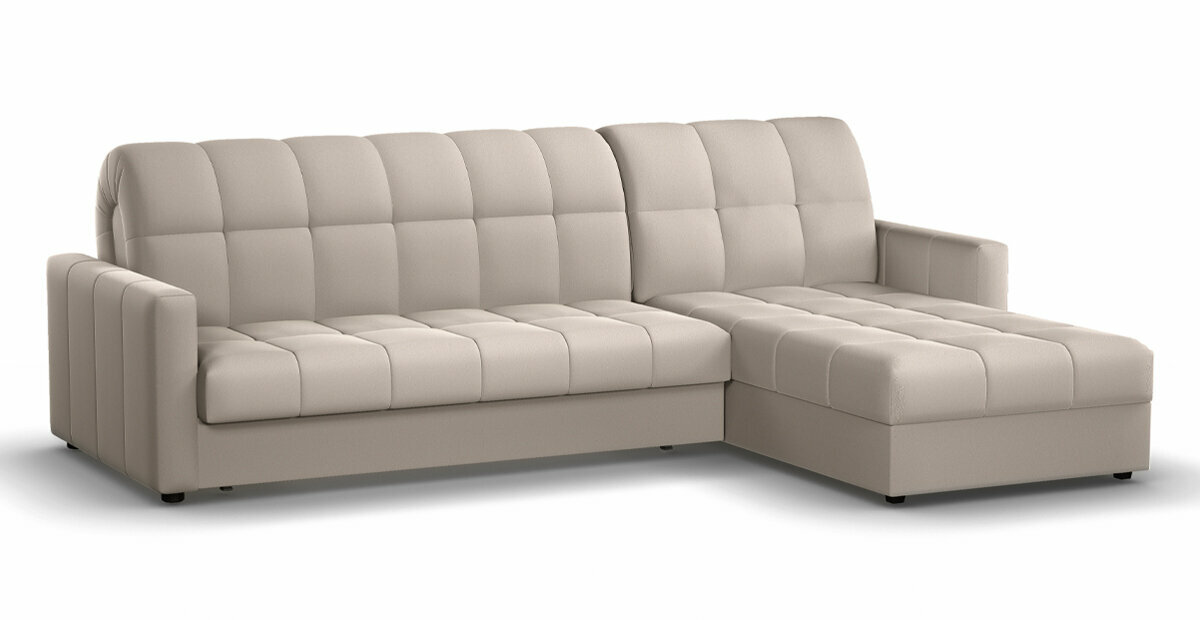 Угловой диван Цвет Диванов Инсбрук NEXT 155 K-3 с оттоманкой макси 276 угловой Серо-бежевый