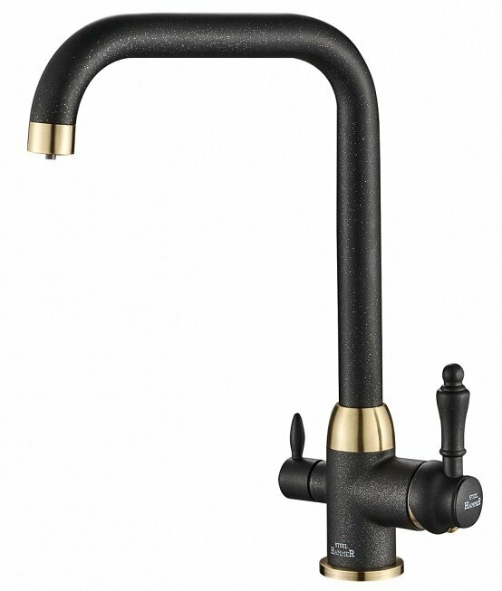 Смеситель для кухни с подключением к фильтру ZORG Steel Hammer (SH 725 BLACK BR) черный/бронза