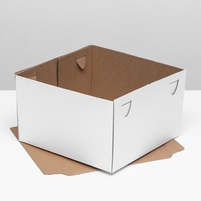 Коробка под торт с окном, "Пироженка", с усиленным дном, белая, 30 х 30 х 19 см