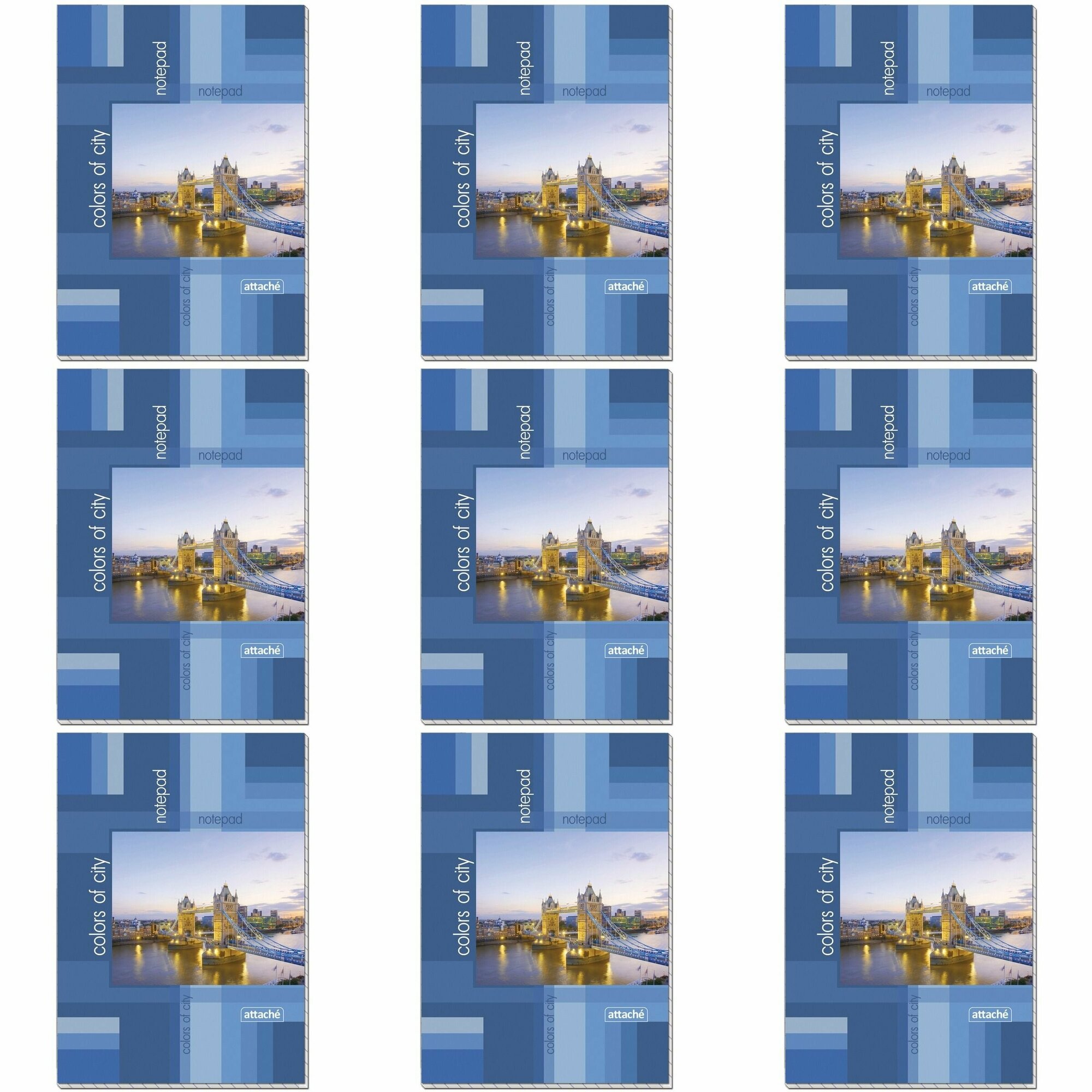 Attache Блокнот на склейке Пейзаж, А6, 60 л, клетка, 9 шт