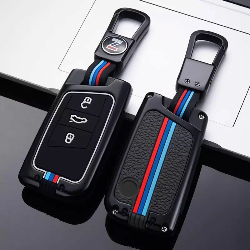 Чехол для ключа Skoda Volkswagen / Шкода Фольксваген металл Black на не выкидной ключ