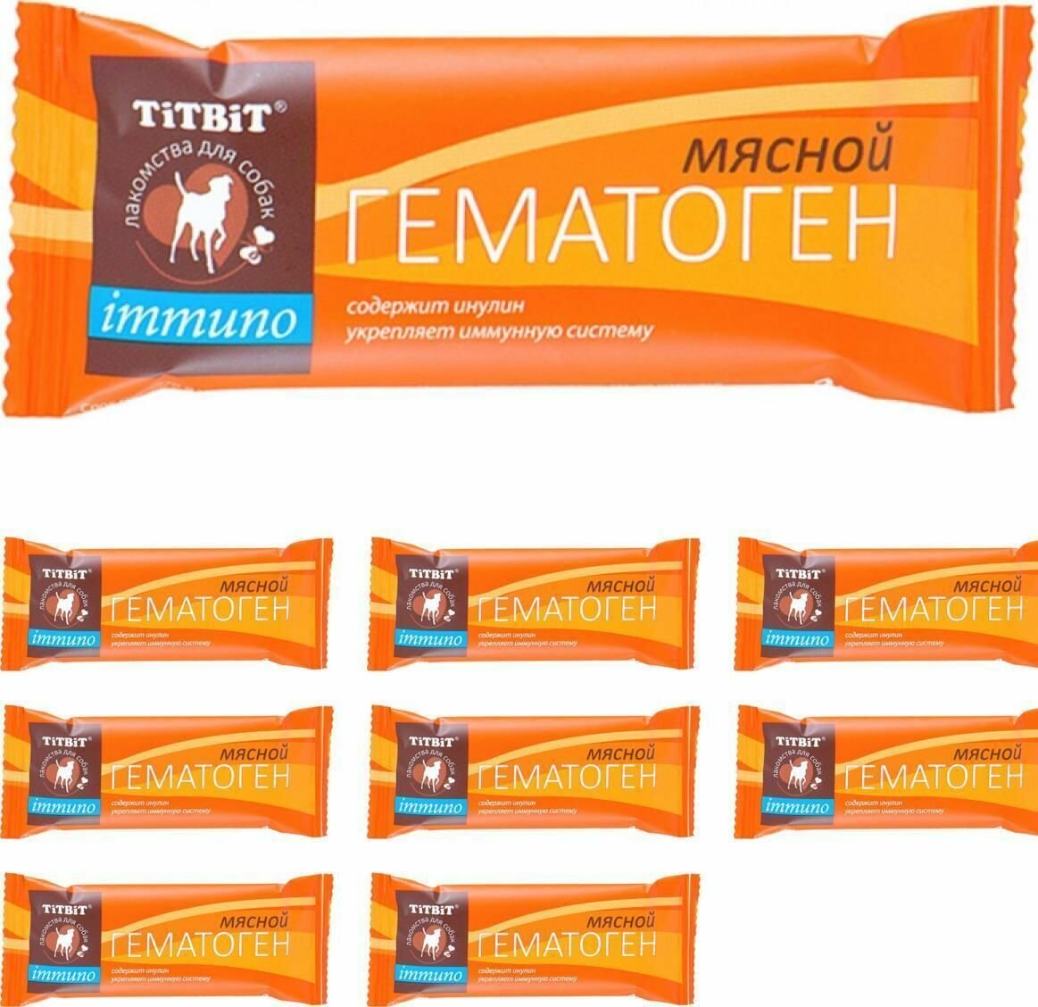 Titbit Лакомство для собак, гематоген мясной, Immuno, 35 г, 9 шт.