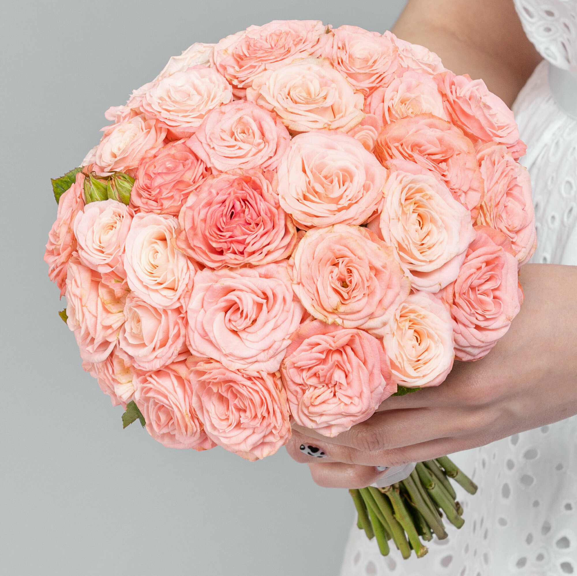Букет невесты Мегацвет24 "Бомбастик", бледно-розовый, под ленту