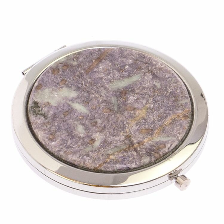 Карманное зеркальце камень лепидолит серебро 125739