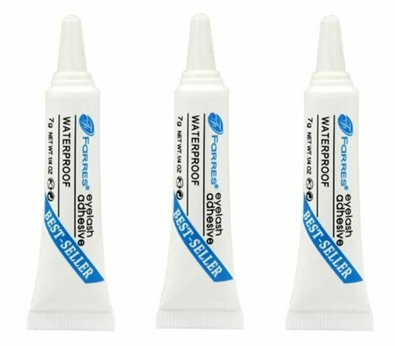 Farres cosmetics Клей для ресниц и пучков SDA001-В, черный, 7 г, 3 штуки