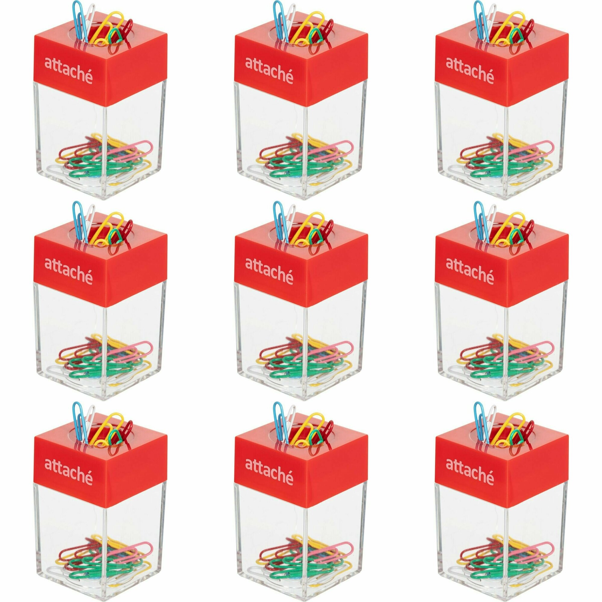 Attache Скрепочница магнитная, прозрачная 9 шт