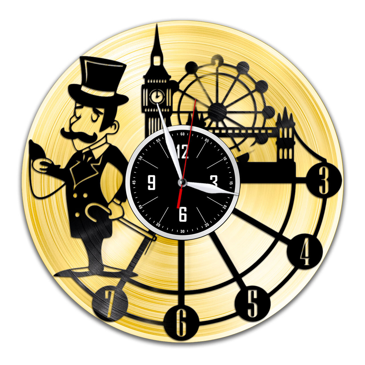 Великобритания - настенные часы из виниловой пластинки (с золотой подложкой)