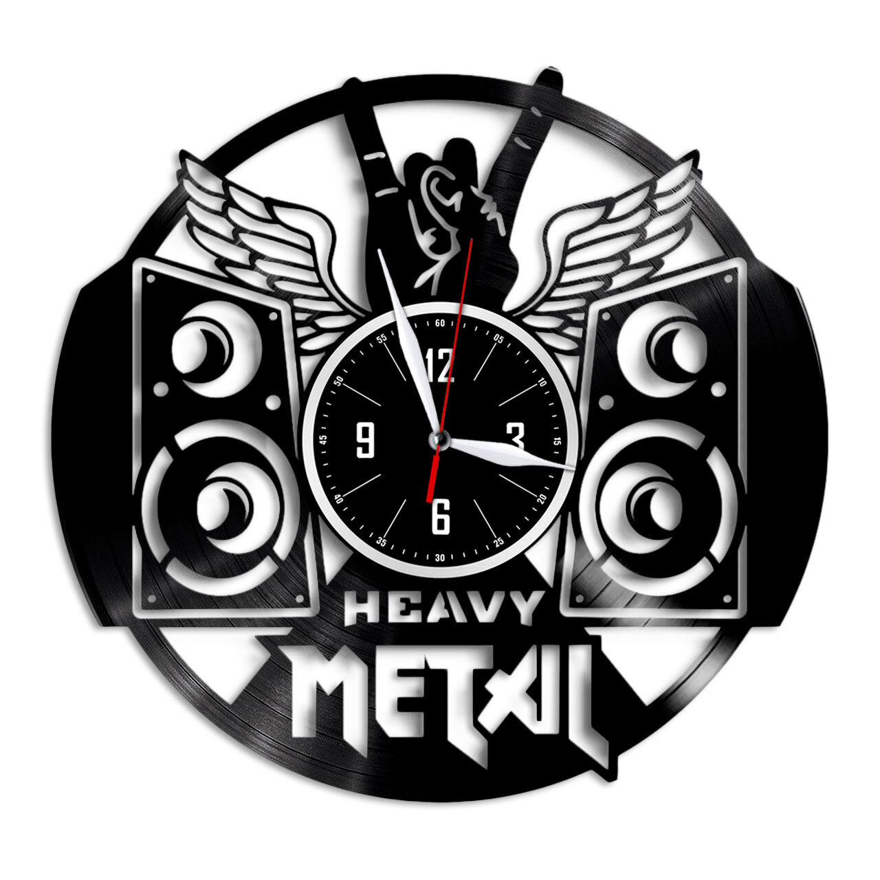 Heavy Metal - настенные часы из виниловой пластинки, диаметр 30 см