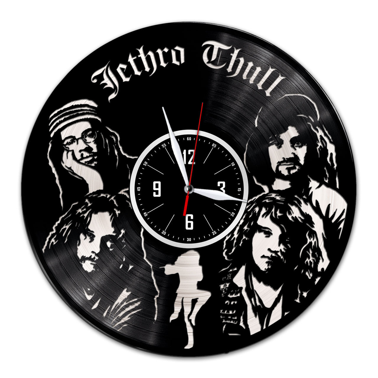 Jethro Tull - настенные часы из виниловой пластинки (с серебряной подложкой)
