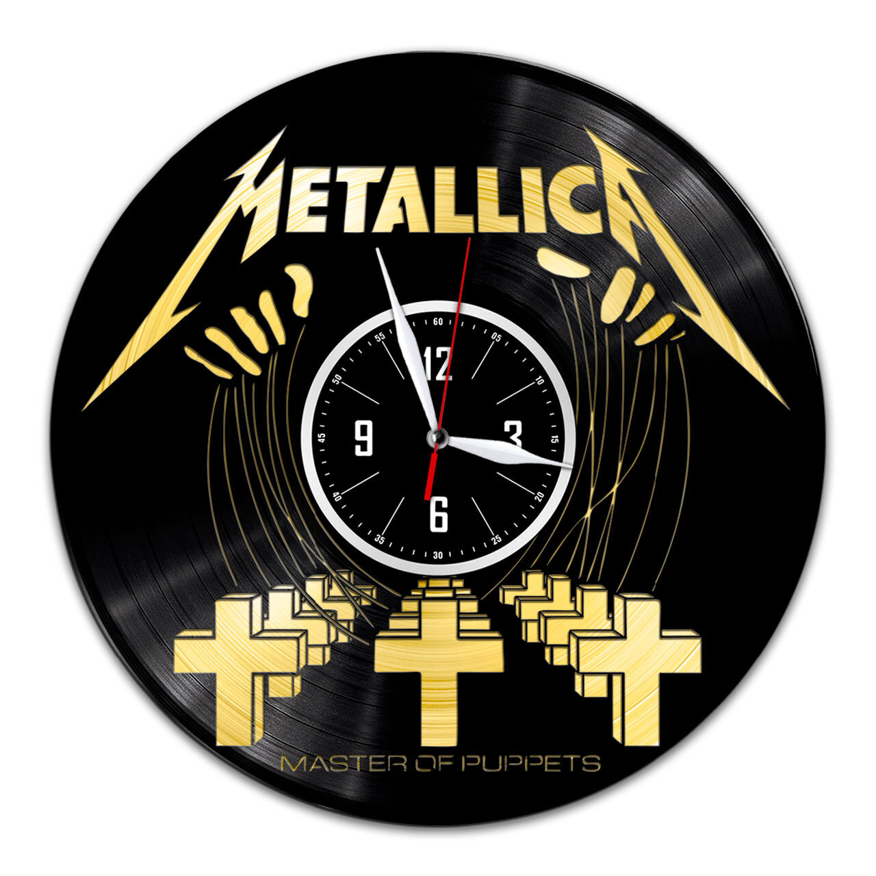Metallica - настенные часы из виниловой пластинки (с золотой подложкой)